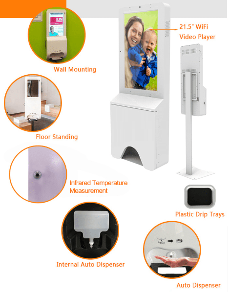 IKON 21.5" DIGITAL SIGNAGE WITH AUTOMATIC HAND SANITIZER DISPENSER ...