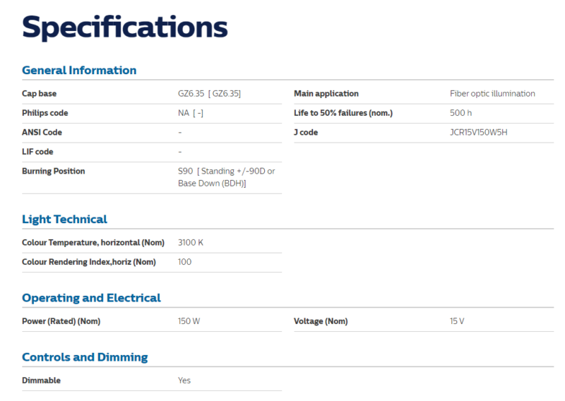 PHILIPS 249235 JCR-45 15V 150W - Audio Light Asia Pte Ltd
